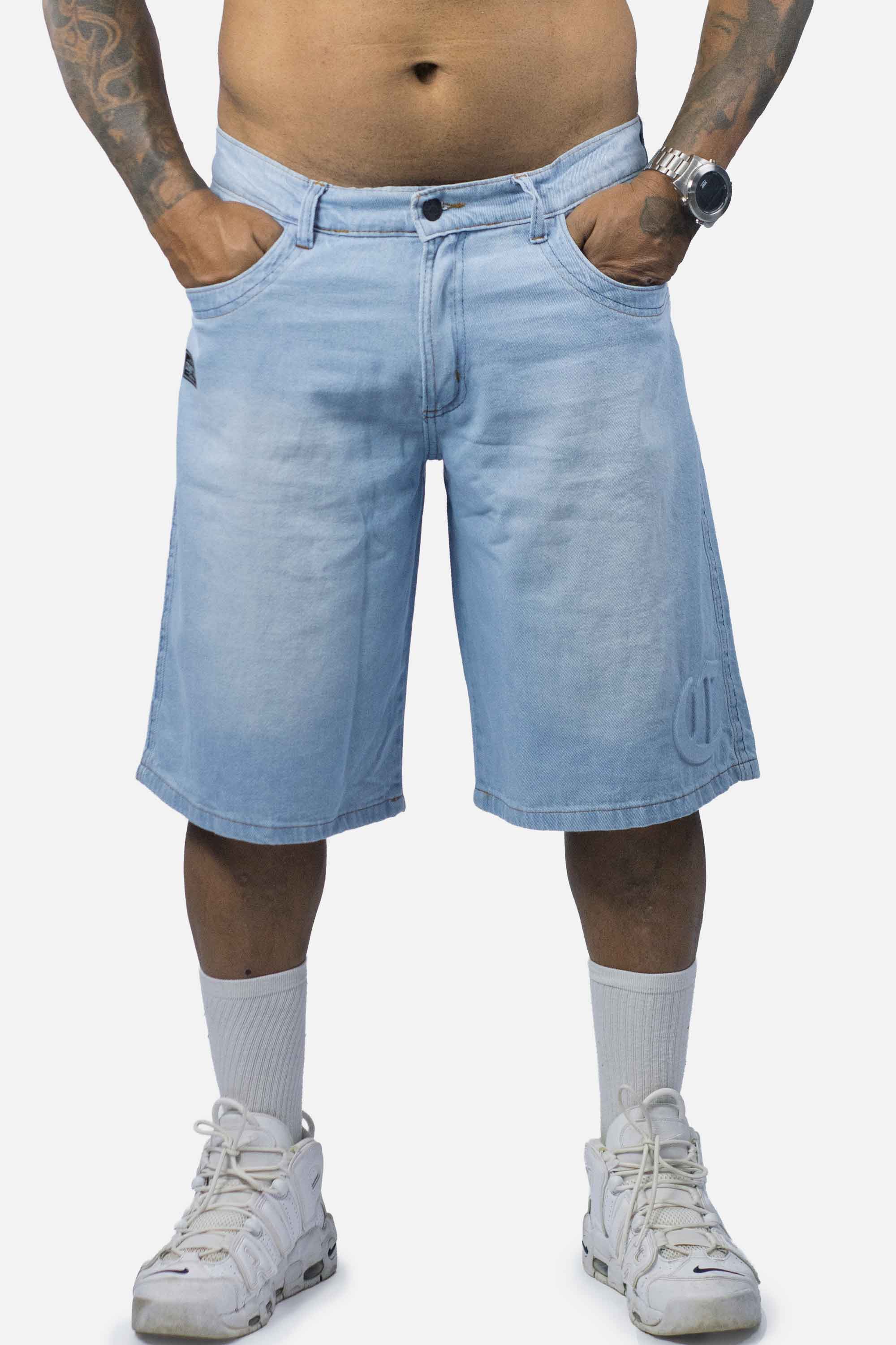 Bermuda Jeans Compton Logo Relevo 3D Masculina